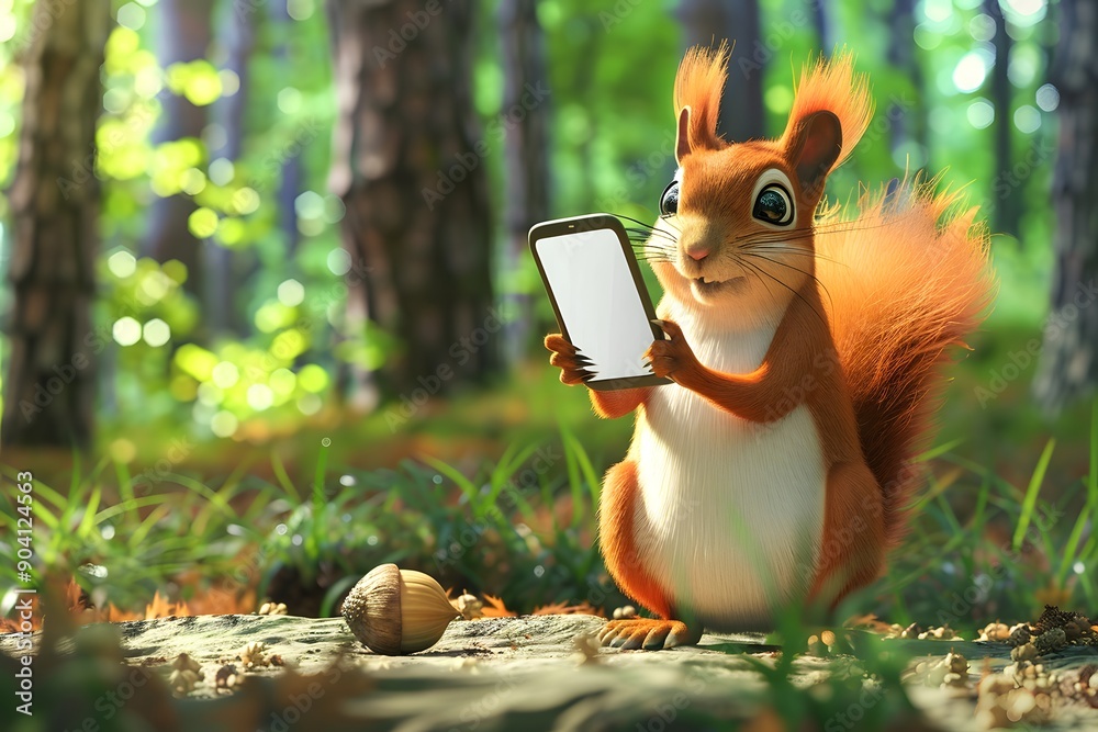 Cartoon Animals with Blank Screen Mobile Phones. Joyful Cartoon Animals ...