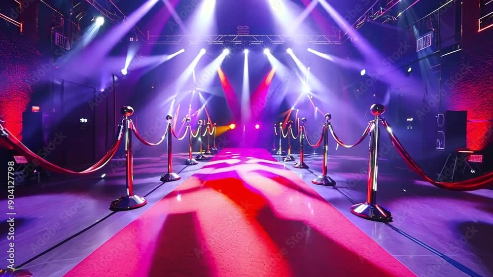 Animation of glowing lights and red carpet. Grand opening ceremony ...