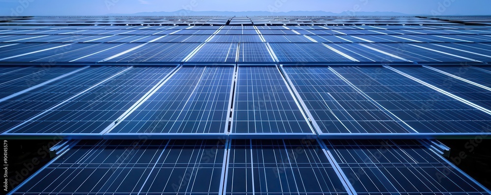 Innovative solar cells, superior efficiency technology, side view ...