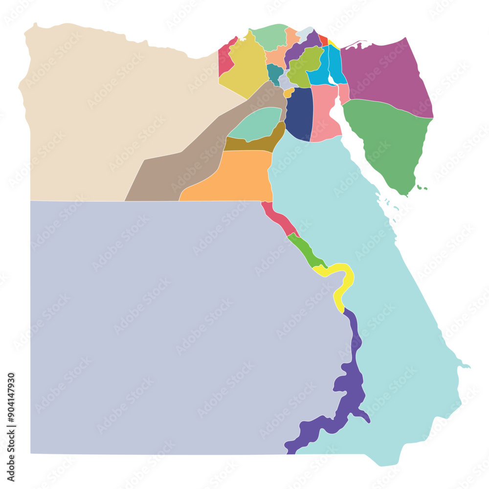 Egypt map. Map of Egypt in administrative provinces in multicolor Stock ...