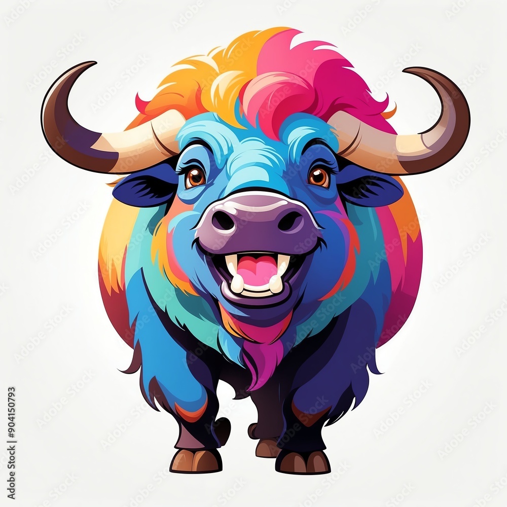 buffalo smiling happy cartoon clipart illustration on plain white ...