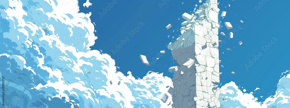 Column that is covered entirely with white ceramic bathroom tiles with ...