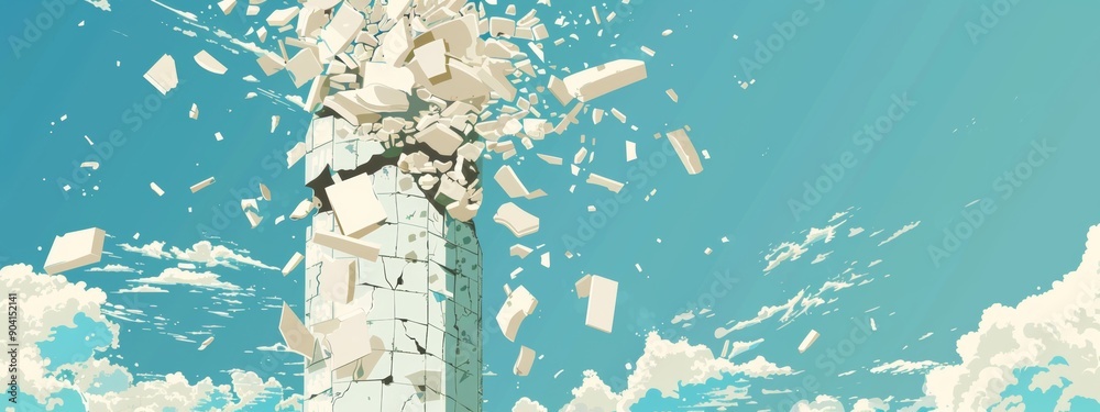 Column that is covered entirely with white ceramic bathroom tiles with ...