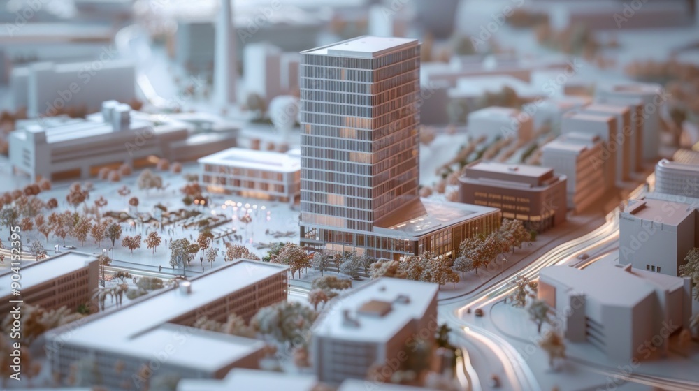 Generate a photo realistic image of a maquette depicting a government ...