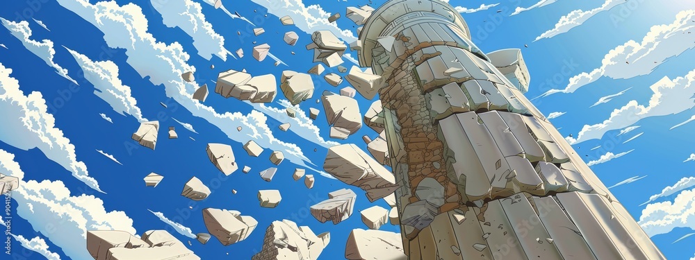 Column that is covered entirely with white ceramic bathroom tiles with ...