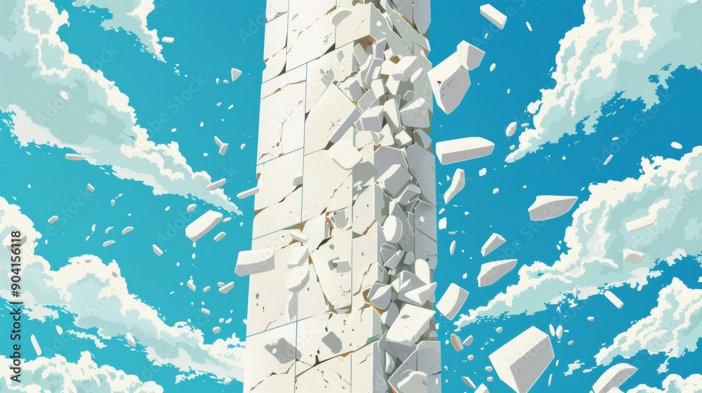 Column that is covered entirely with white ceramic bathroom tiles with ...