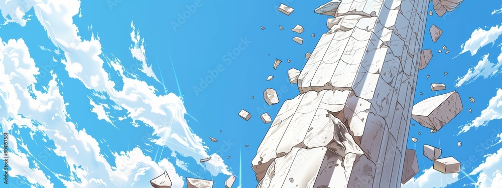 Column that is covered entirely with white ceramic bathroom tiles with ...