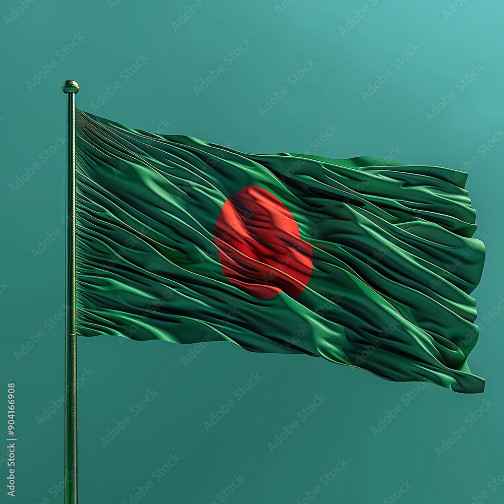 This stylized illustration of the Bangladesh flag features bold and ...