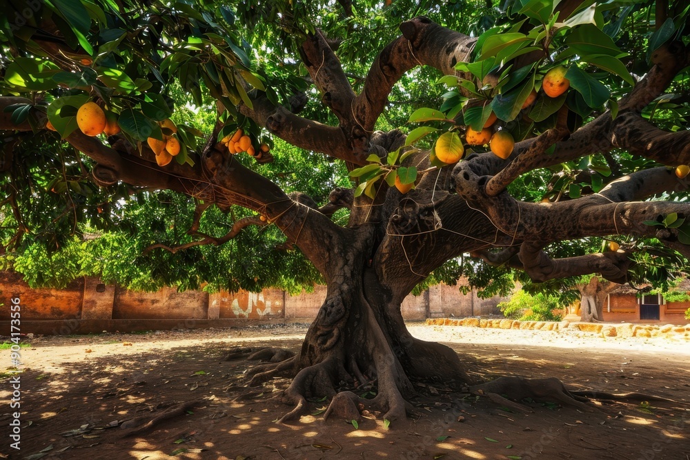 Bael is an ancient sacred tree in India often planted near temples as ...