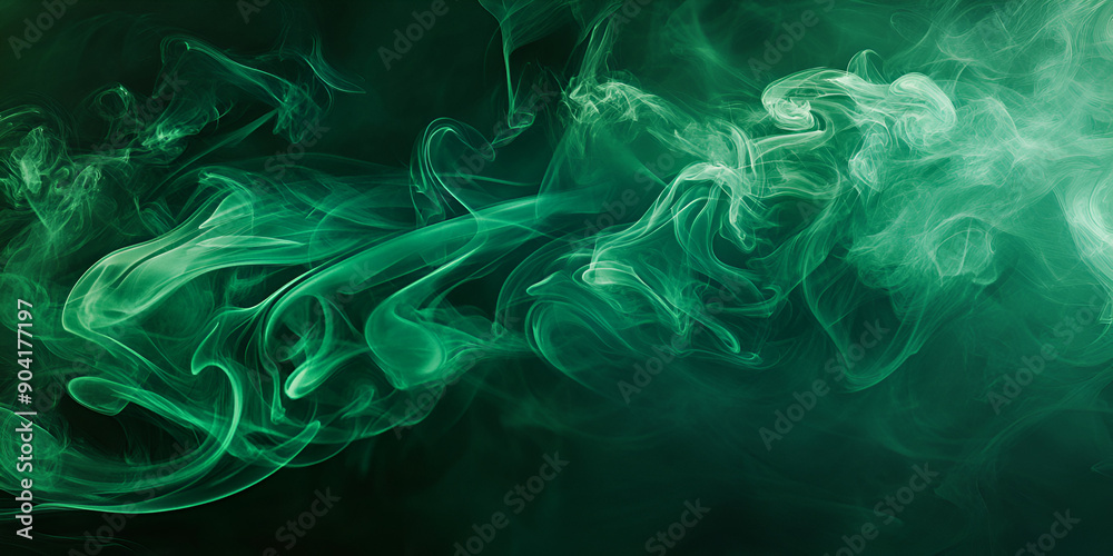 Green Smoking mist or toxic vapor with overlay effect on black ...