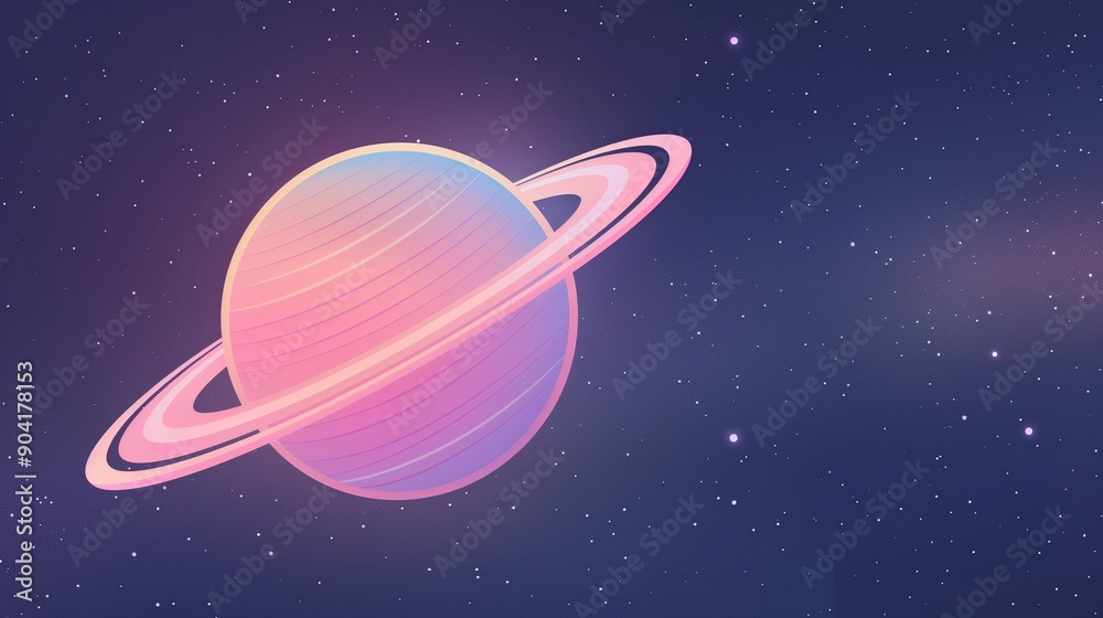 Vibrant Saturn-Like Planet in Starry Universe Digital Vector Artworks ...