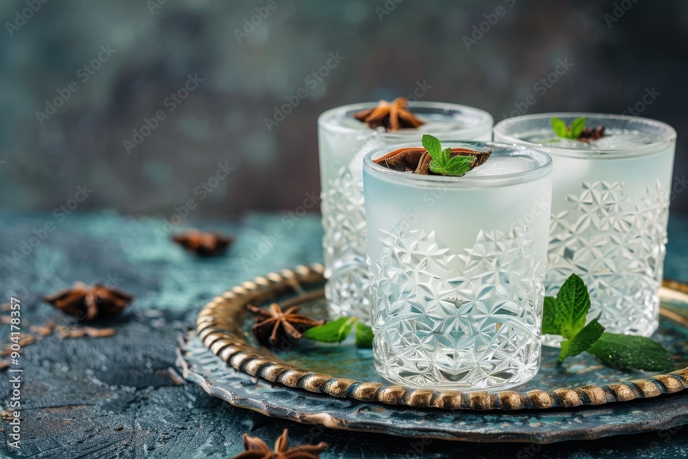 Arabic alcohol drink Raki with anis Turkish and Greek Traditional ...