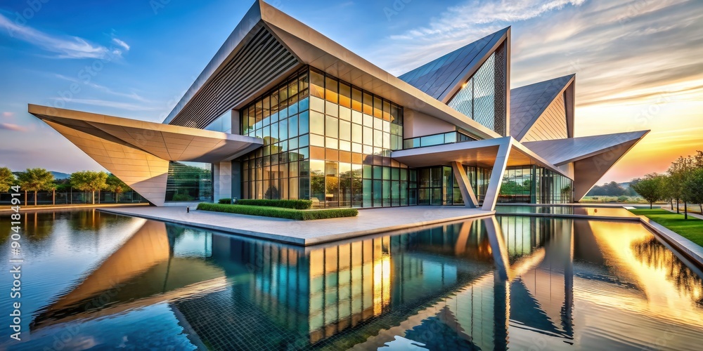 An architectural masterpiece featuring modern design and geometric ...