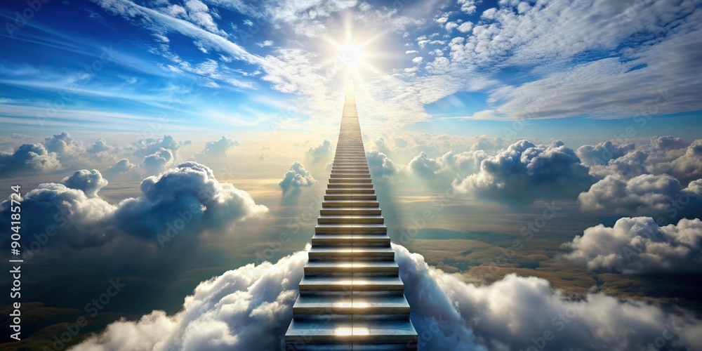 Stairway disappearing into the clouds in the sky, stairway, stairs ...