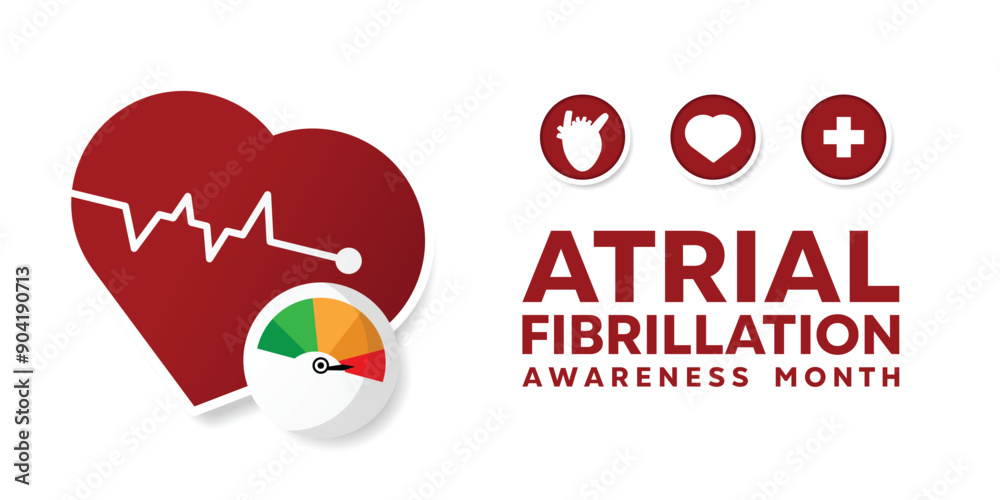 National Atrial Fibrillation Awareness Month. Heartbeat, heart and more ...
