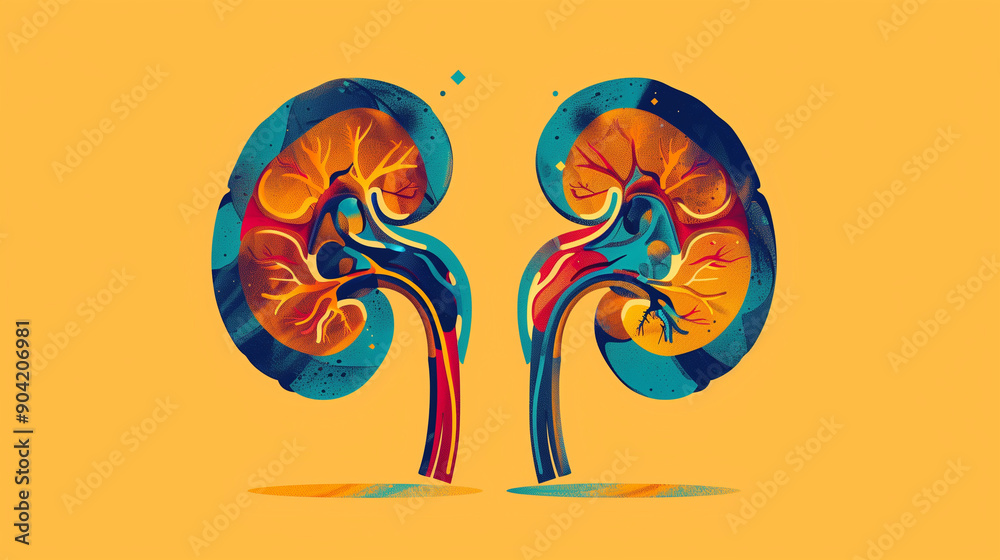 kidney, human anatomy, medical illustration, renal system, organ ...