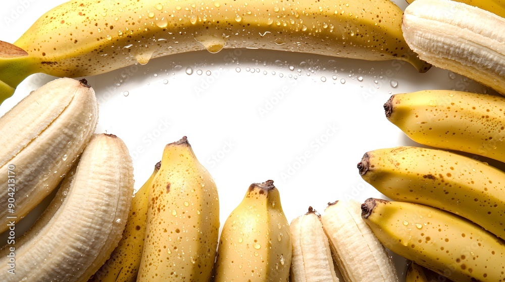 A detailed image of a banana frame with different types of bananas ...