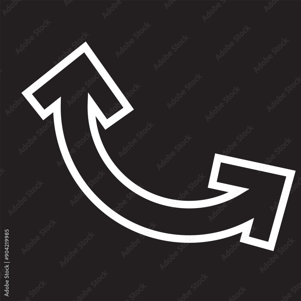 Dual semi circle wide bold arrow. Semicircular curved thin long double ...