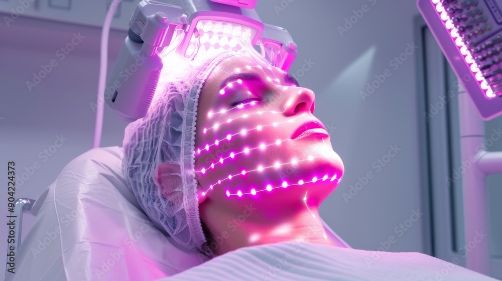 Light Therapy for Radiant Skin: Close-up of a woman receiving a ...