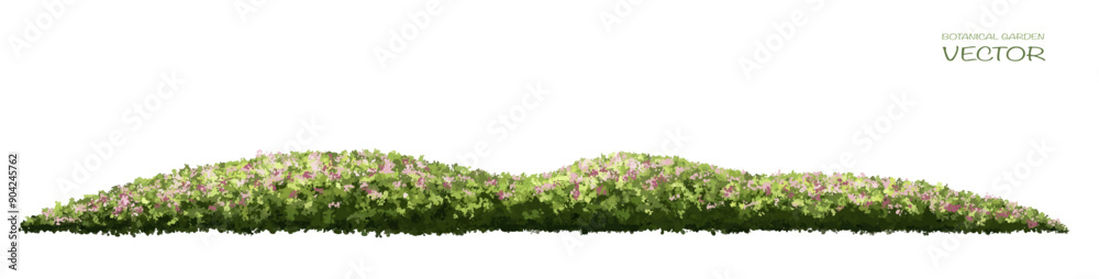 Vector watercolor of meadow side view isolated on white background for ...