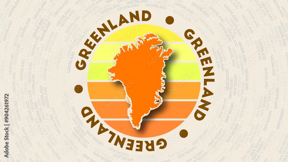 Greenland logo intro. Badge with the circular name and map of country ...