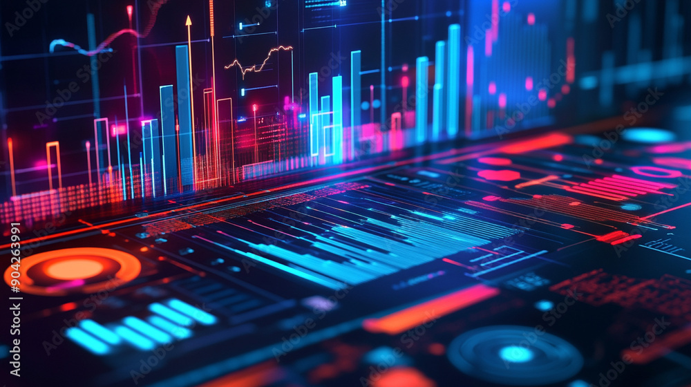Business process automation concept illustration, showing graphs for ...