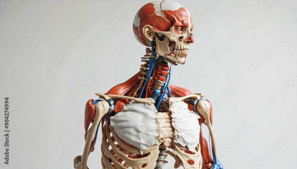 upper body anatomical model, realistic human anatomy, frontal view ...
