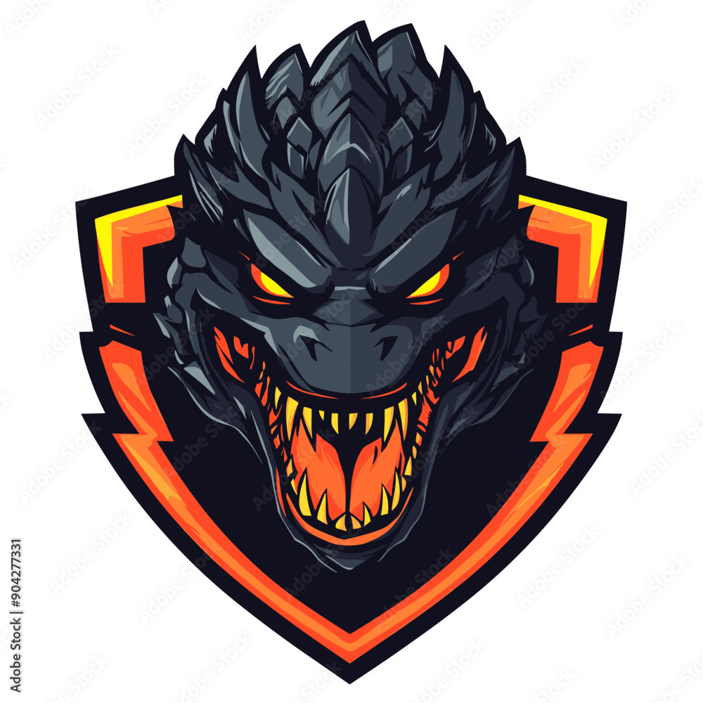Godzilla vector mascot logo design with modern illustration concept ...