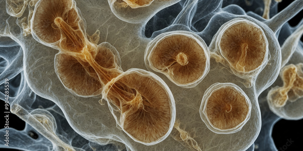 fungal spores under the microscope, mycelia under the microscope Stock ...