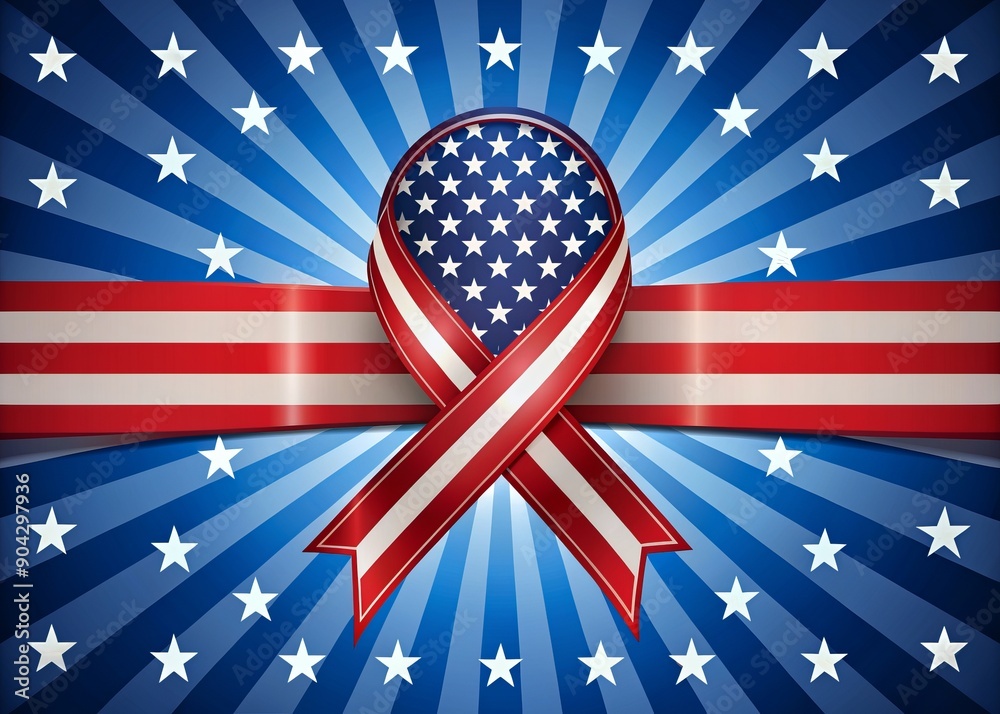 Patriotic Memorial Day banner background featuring American flag ribbon ...