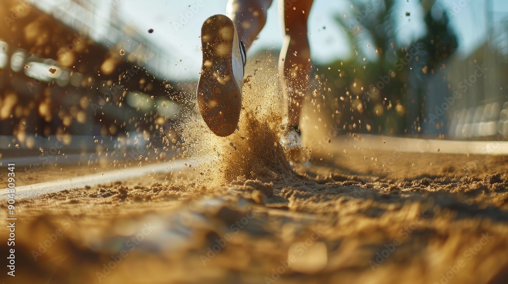 Athletic Long Jump Takeoff with Focus on Legs and Track Texture ...