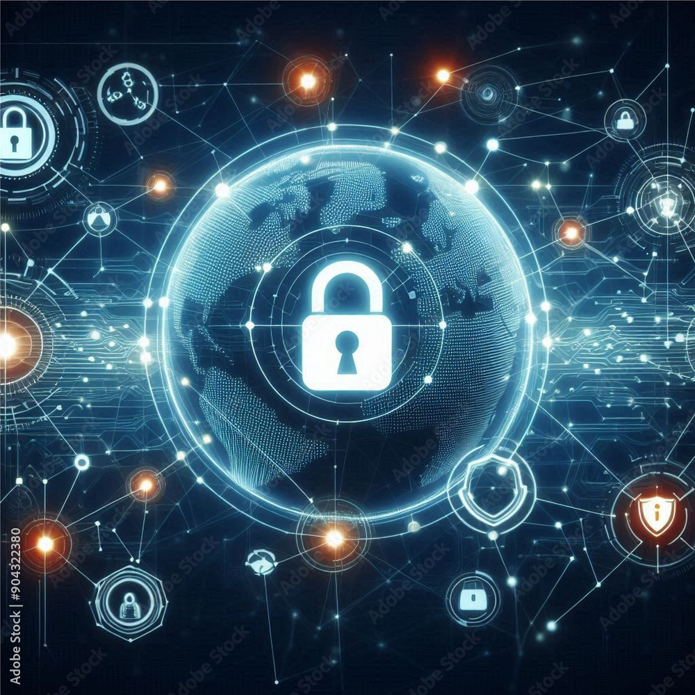 Cyber Security Abstract Background Stock Illustration | Adobe Stock