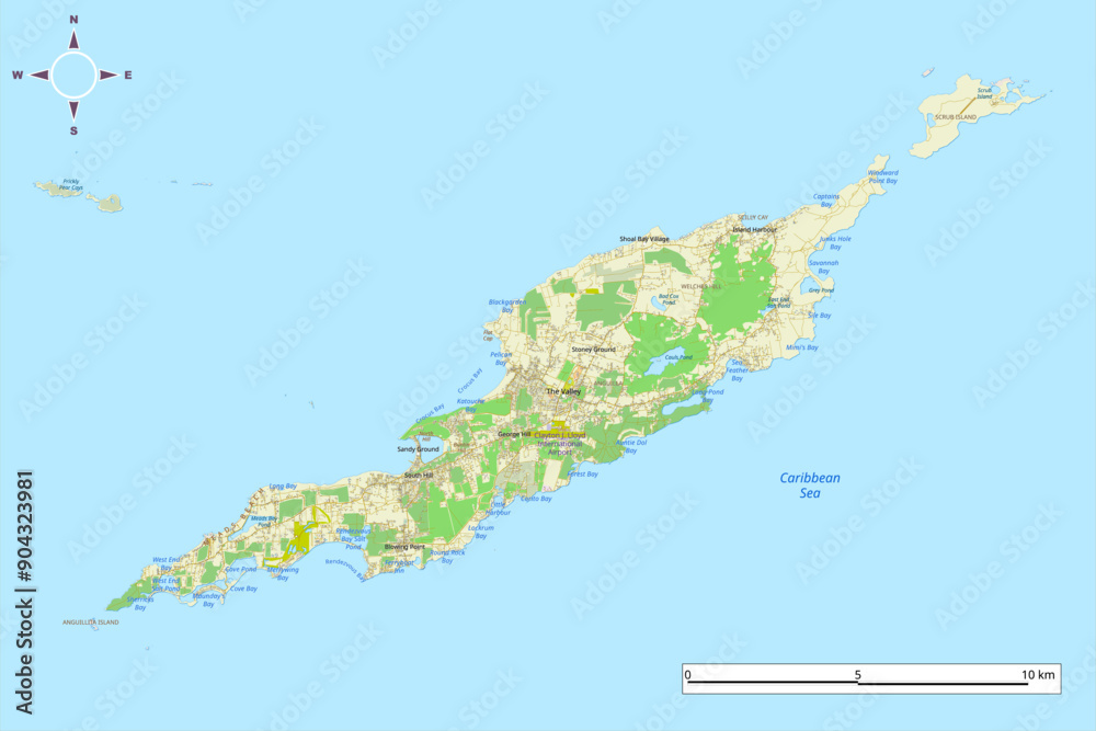 Poster Detailed map of Anguilla Island – Wall Art | UkPosters