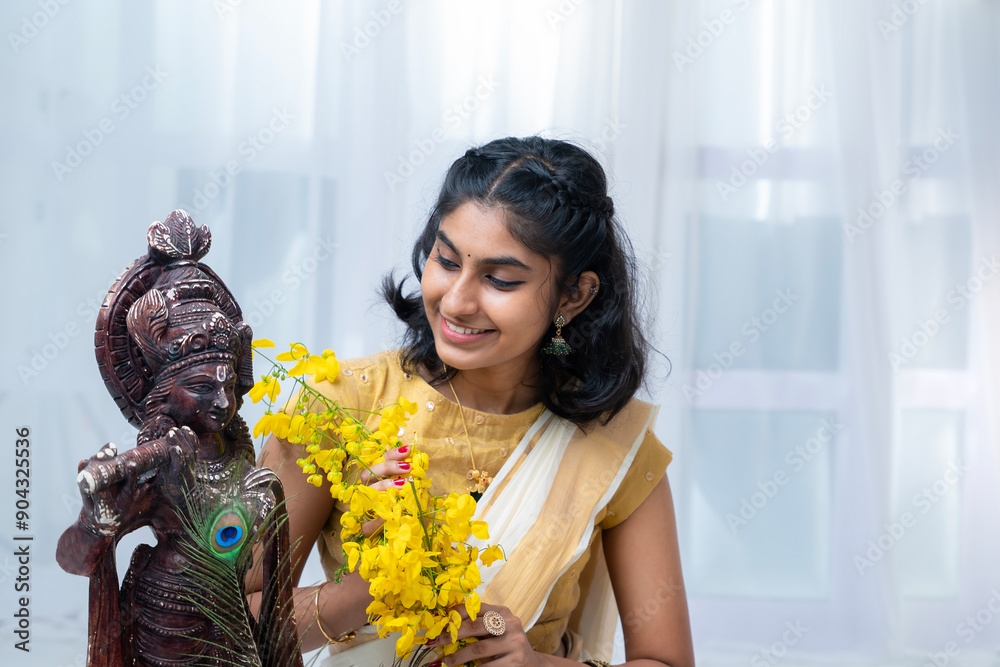 Krishna Janmashtami and Vishu festival photo, South Indian model girl ...