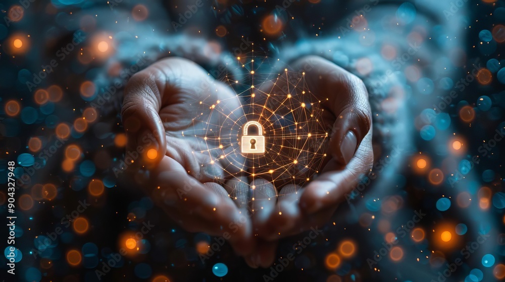 Hands holding a secure token for accessing a protected network, Zero ...