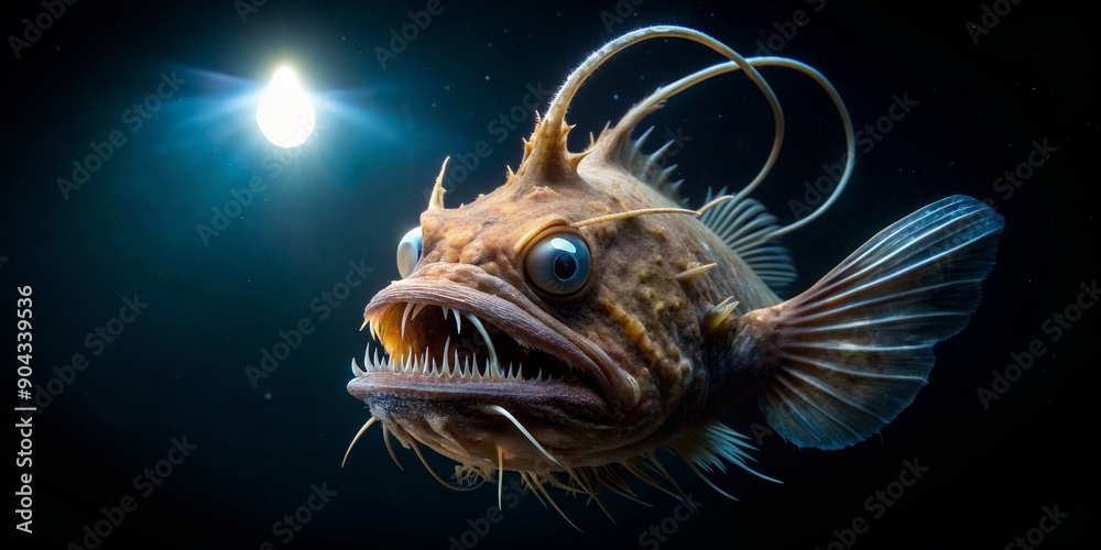 Deep Sea Anglerfish Portrait A Macro Perspective of Nature's Predator ...