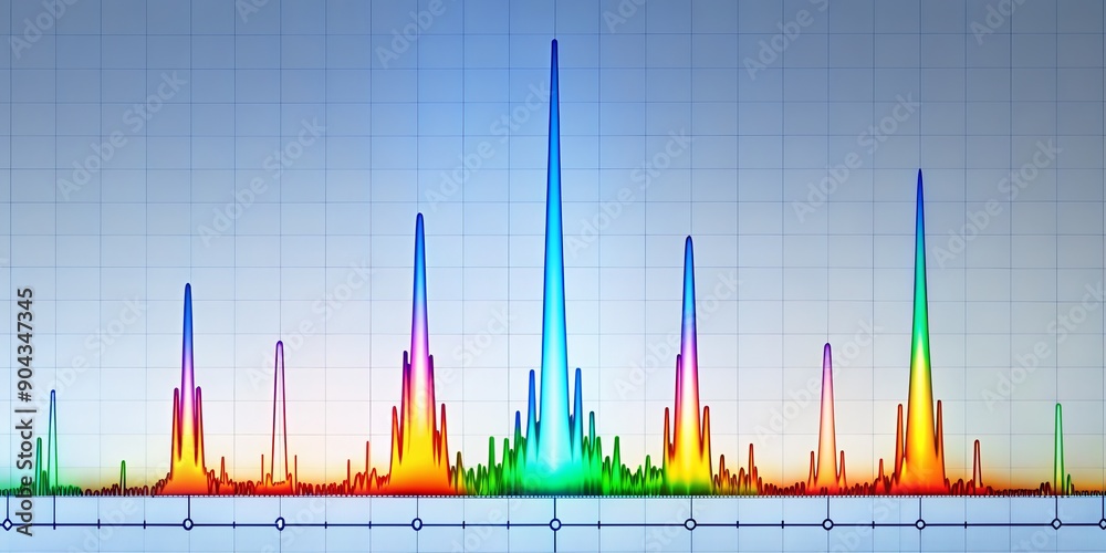 Rainbow Spectrum Visualization on Gridded Background, spectral analysis ...