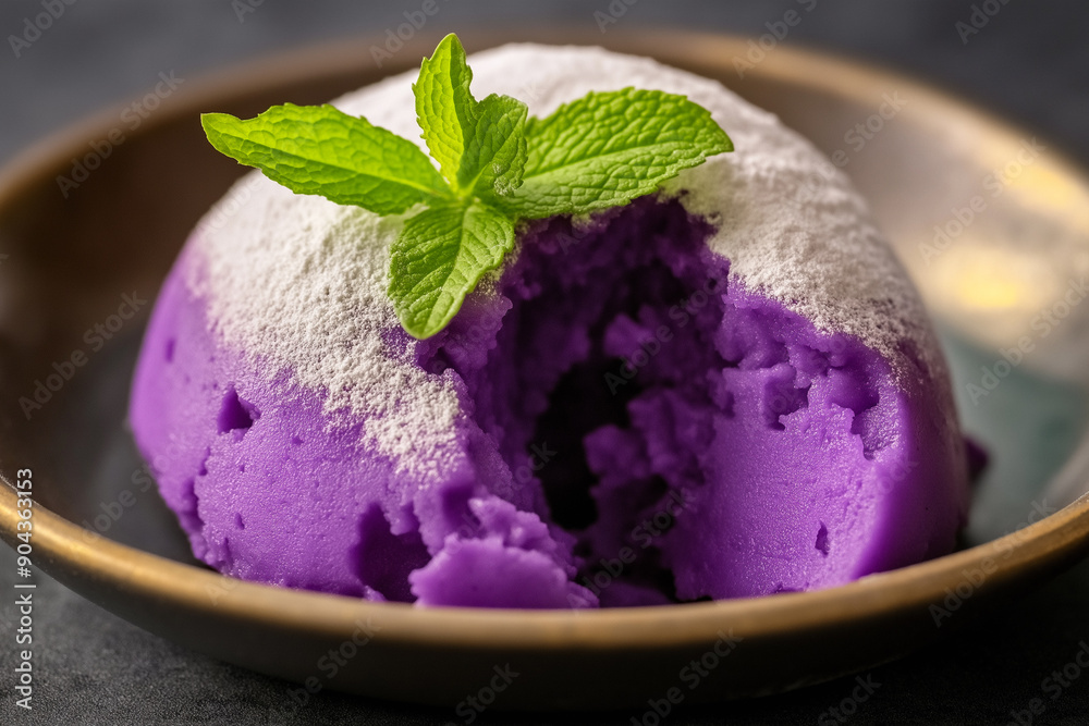 Glistening mound of ube halaya, a Philippine dessert made from purple ...