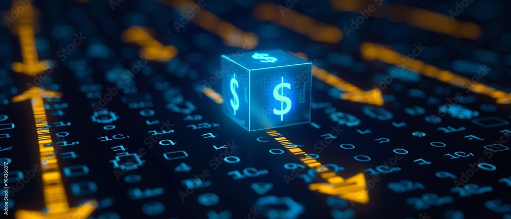 A digital display of floating cubes, each containing international ...