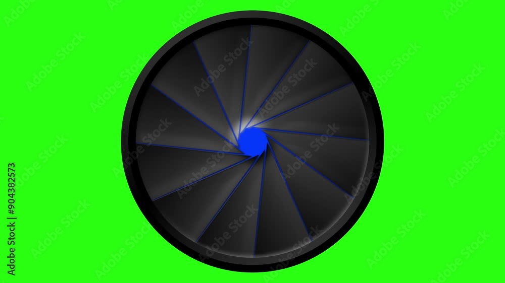 camera Iris aperture shutter opening and closing with chroma key green ...