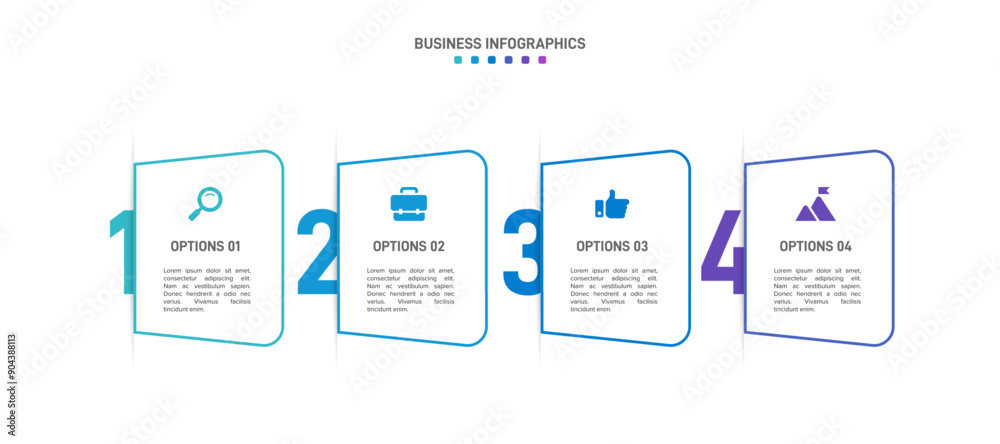 Vetor de Horizontal progress bar featuring 4 arrow-shaped elements ...