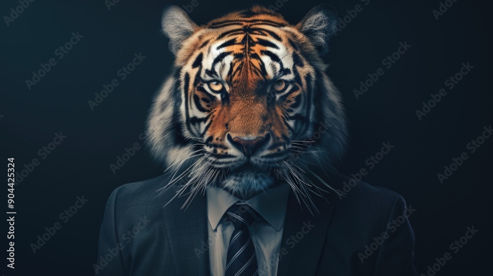 A person wearing a tiger mask. The mask is large, covering the entire ...