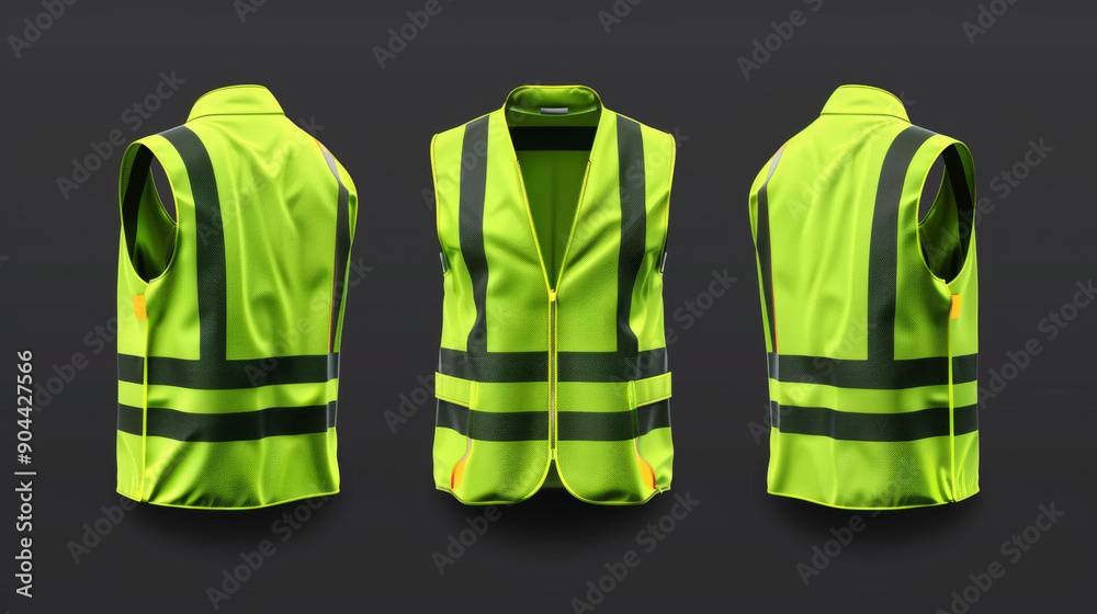 "Realistic mockup of a safety vest jacket, used for security, traffic ...