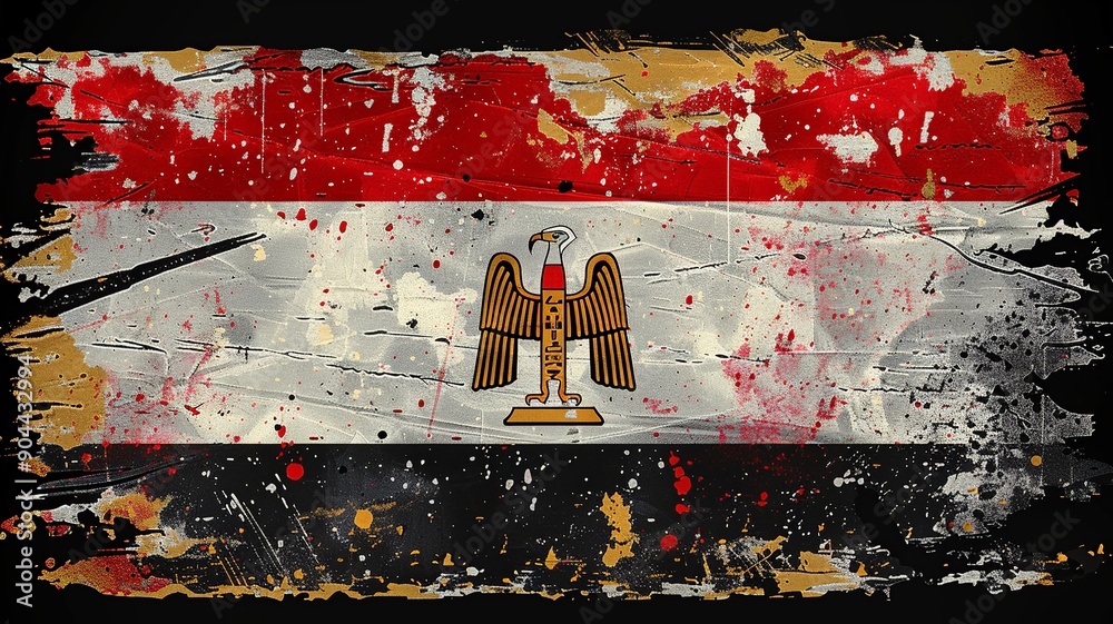 This digital illustration features the Egyptian flag, showcasing crisp ...