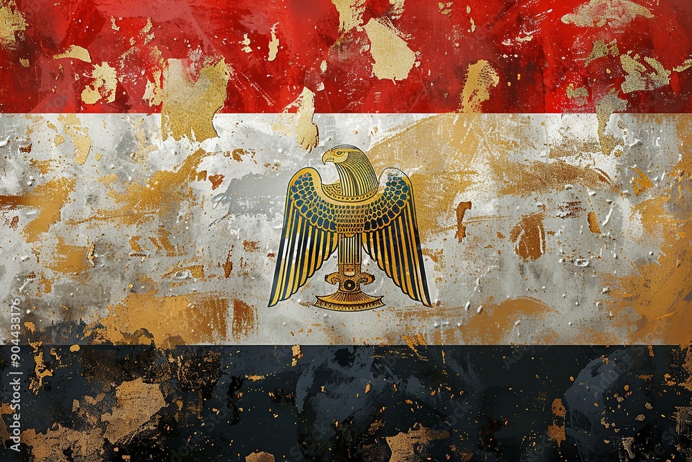 This digital illustration features the Egyptian flag, showcasing crisp ...