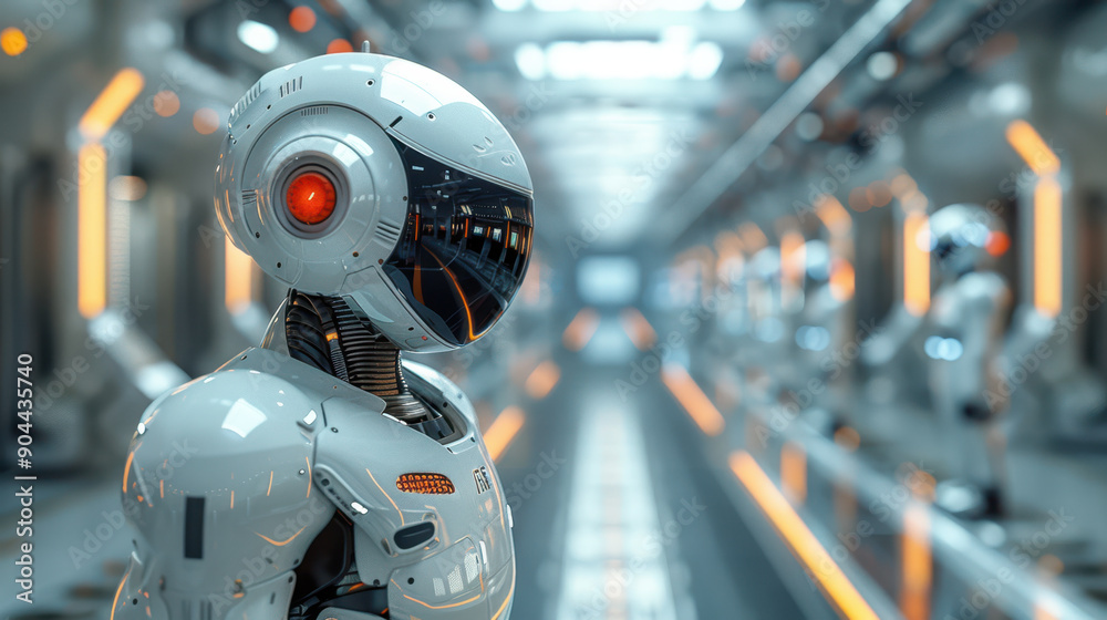 Futuristic Robot in a High-Tech Laboratory with Advanced Technology and ...