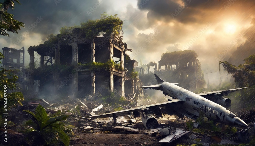Escena apocaliptica futurista ruinas conflicto Stock Photo | Adobe Stock