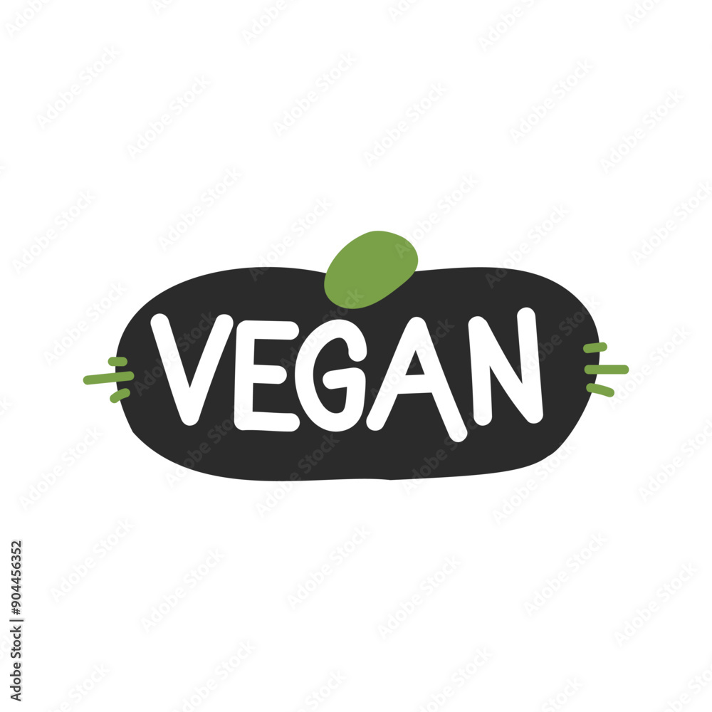 Vector illustration of a 'Vegan' label with bold typography and a green ...