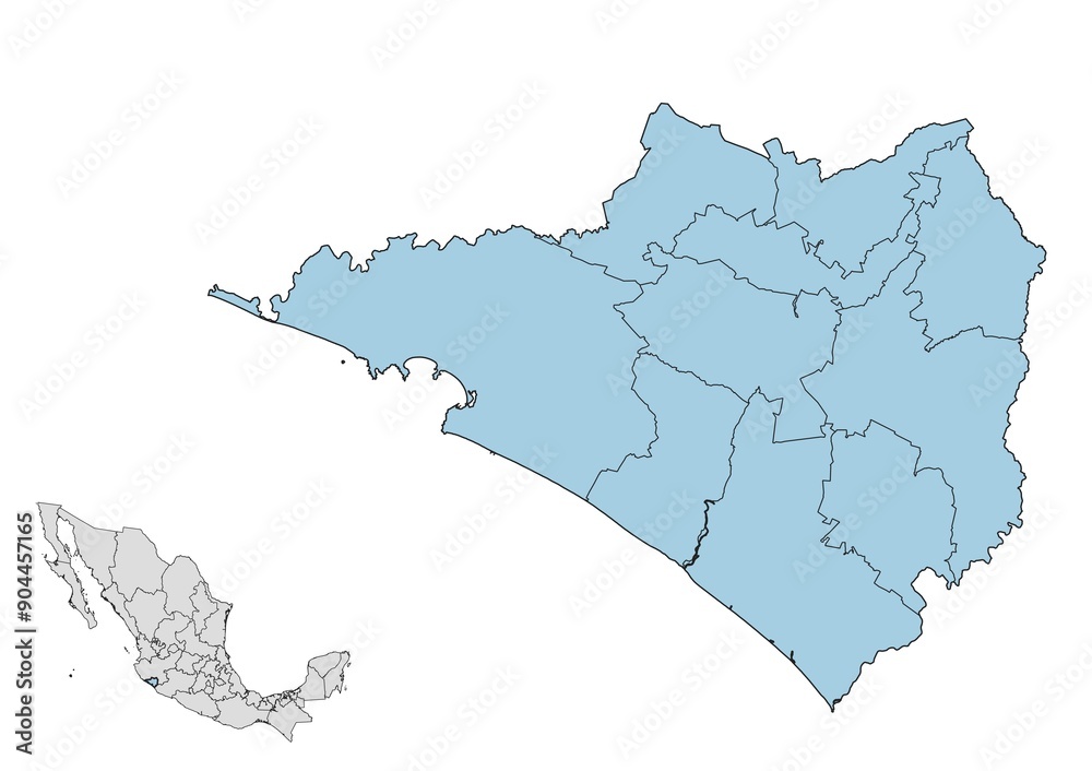 Photo Mapa de los municipios del estado de Colima, México, Stockchi ...