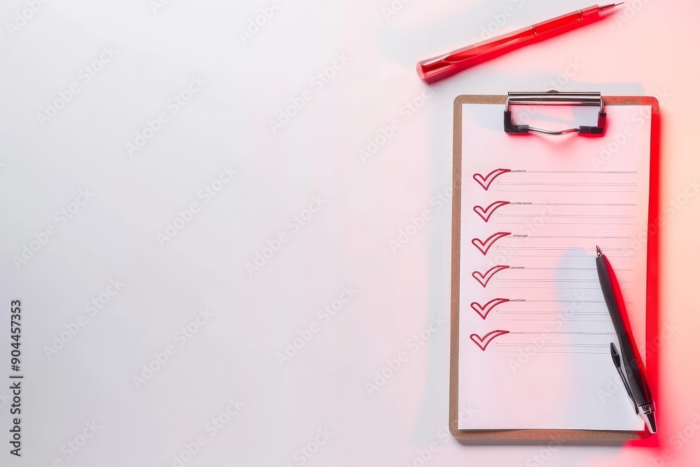 Clipboard with a checklist marked with red check marks, representing ...
